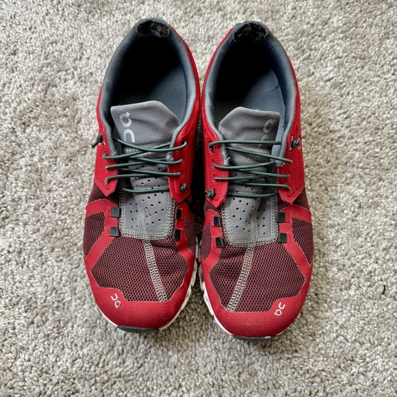 On Running | Shoes | On Running Red And Gray Athletic Shoes Sleek ...